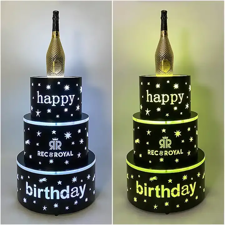 LED Light Up Cake & Bottle Presenter - 3-Layer Luminous Display ...