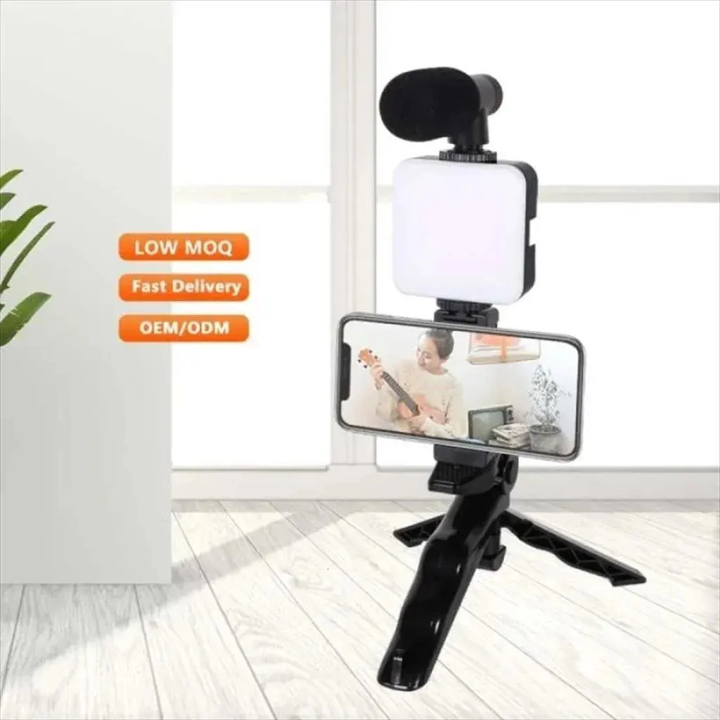 Mini Tripod Selfie Stick with LED Light: Portable Phone Tripod for Vlog ...