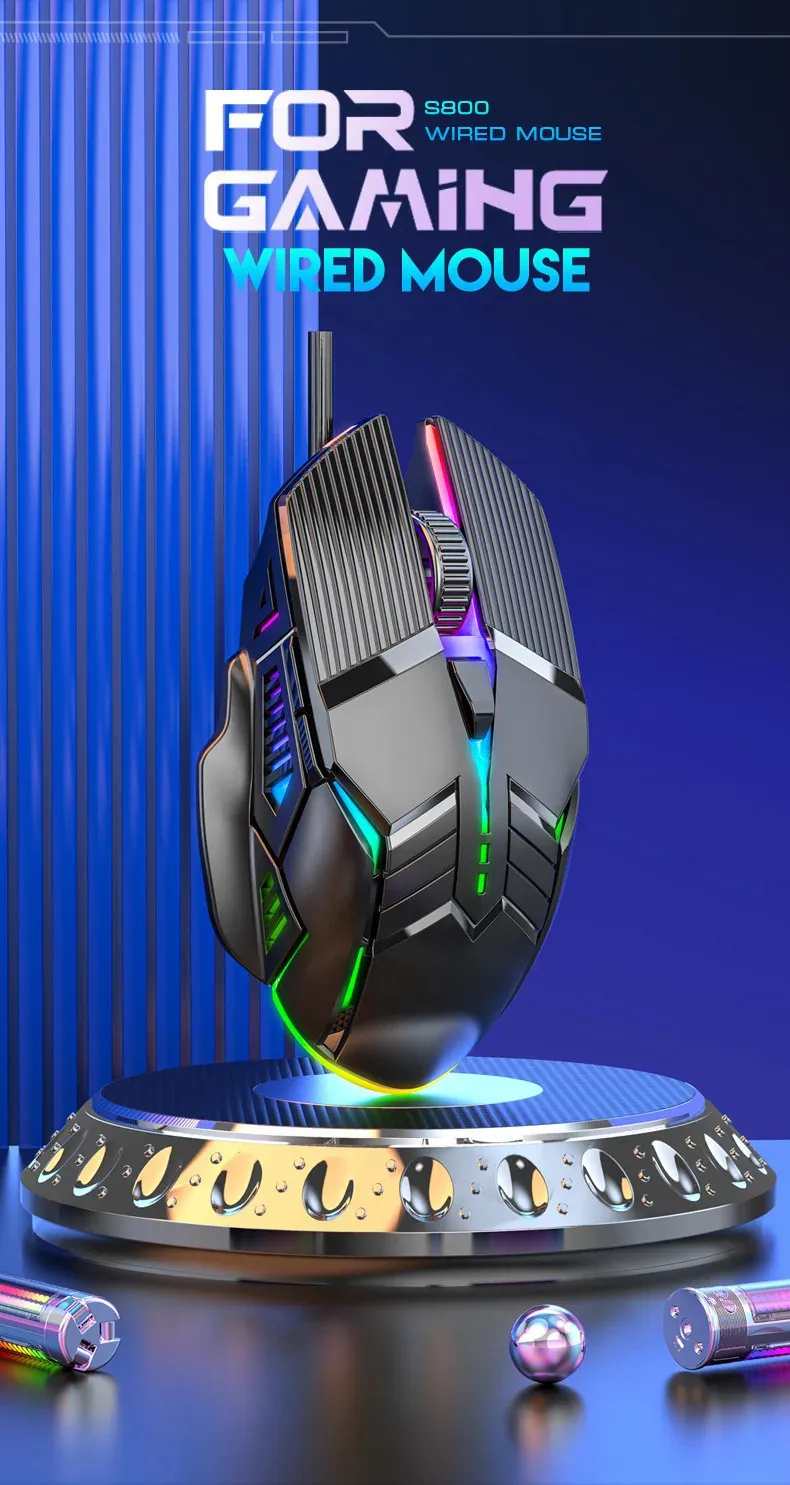 Cool Computer Mice Ergonomic 3200DPI Wired Gaming Mouse With RGB ...