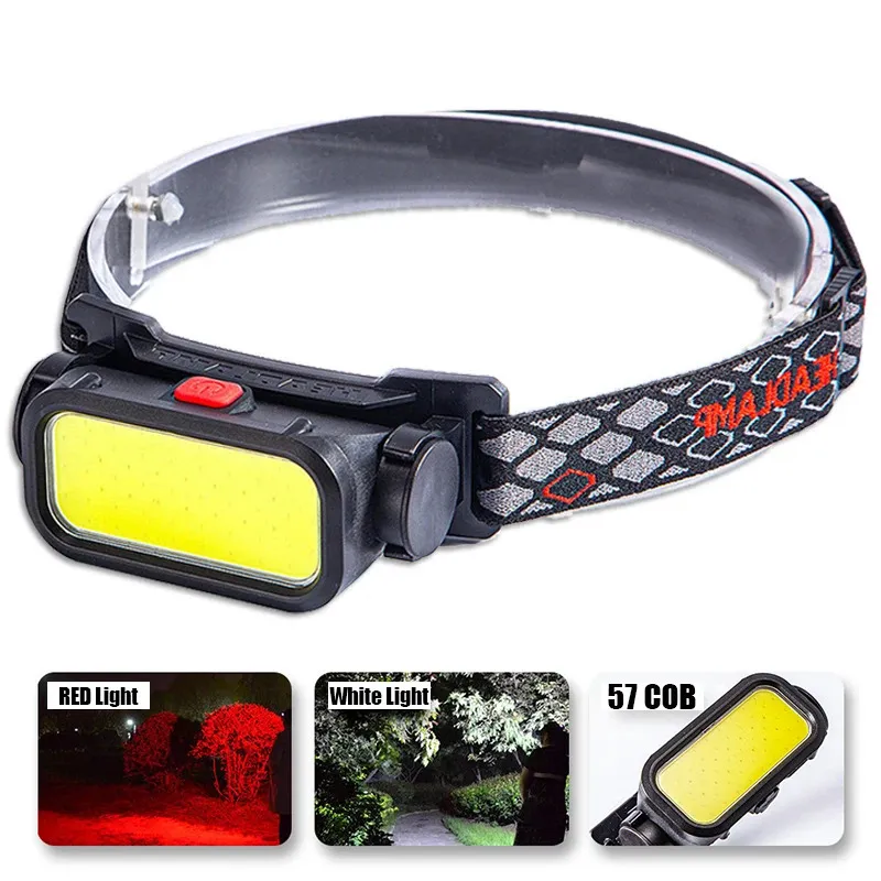 Powerful COB LED Headlamp: USB Rechargeable, 4 Modes - Ideal Fishing ...