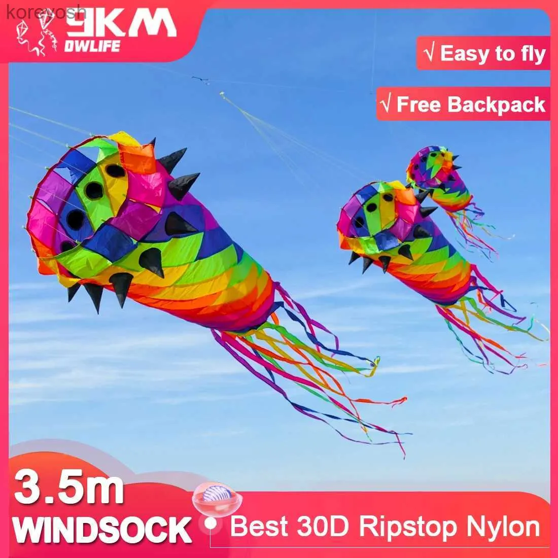 DHgate.com:9KM Giant Kite Line Laundry Spinning Windsock, Super Turbine ...