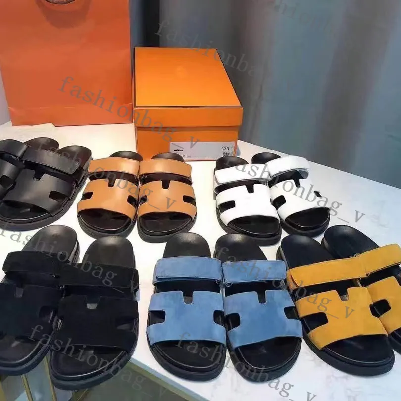 Chypre Designer Leather Slides Classic H Flat Sandals For Men And Women ...