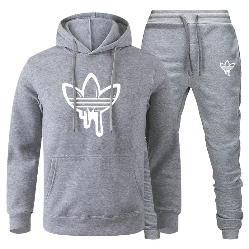 Mens and womens polyester tracksuit set with hooded pullover sweatshirt ...