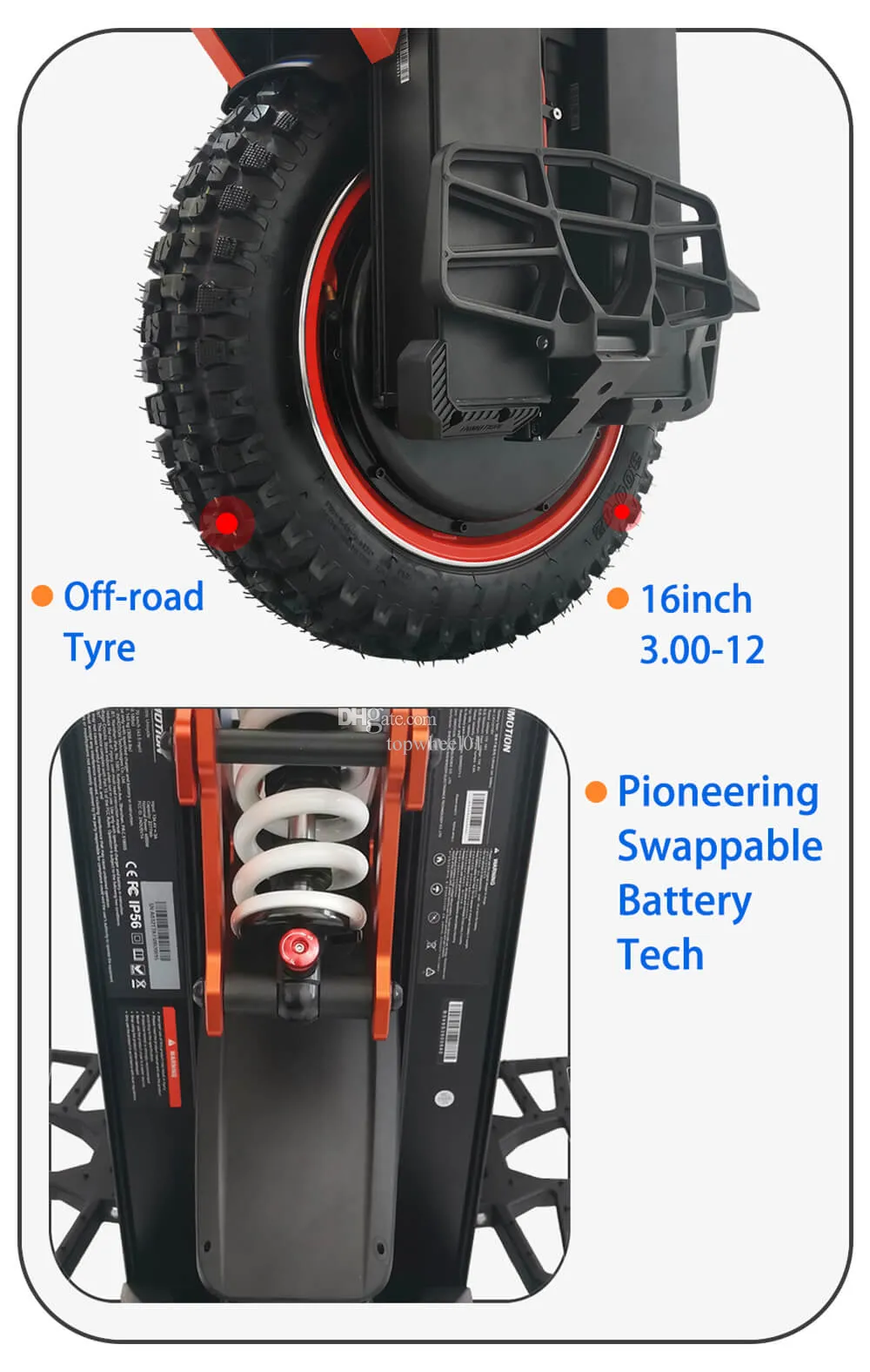 INMOTION Adventure V14 Electric 40 Mph Electric Unicycle 50GB, 134V ...