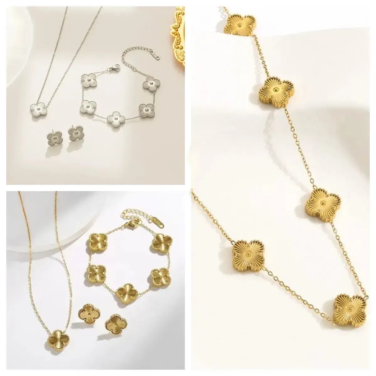 DHgate.com:Designer Luxury Clover Jewelry Set: Gold and Silver Womens ...