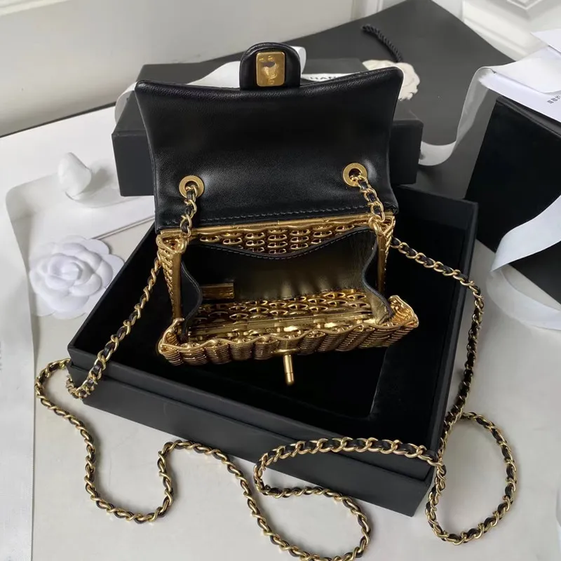 Gold Designer Bags Chic Mini Square Shoulder Bag, Premium Leather ...