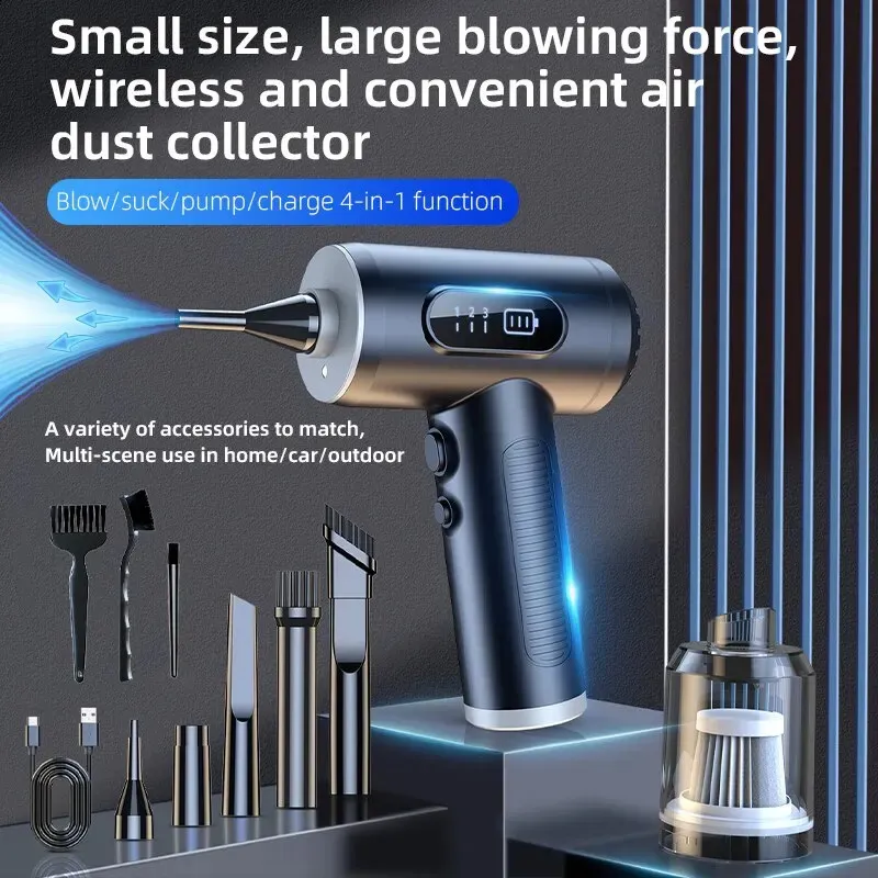 2 In 1 Cordless Air Duster And Vacuum Cleaner, 50000 RPM, 3 Speed ...