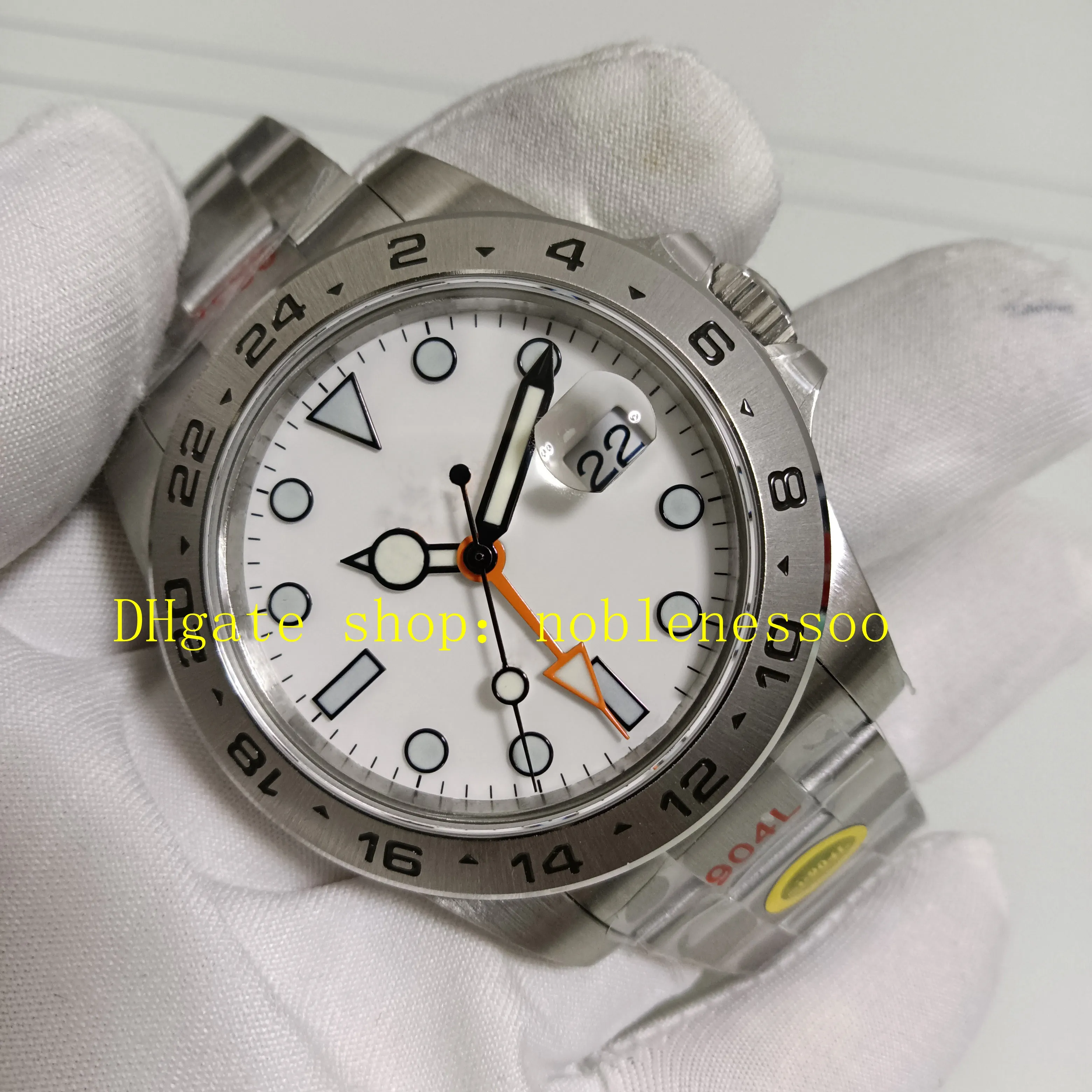 Real Photo Mens 42mm Sapphire Watch With White Dial And Orange Hand ...