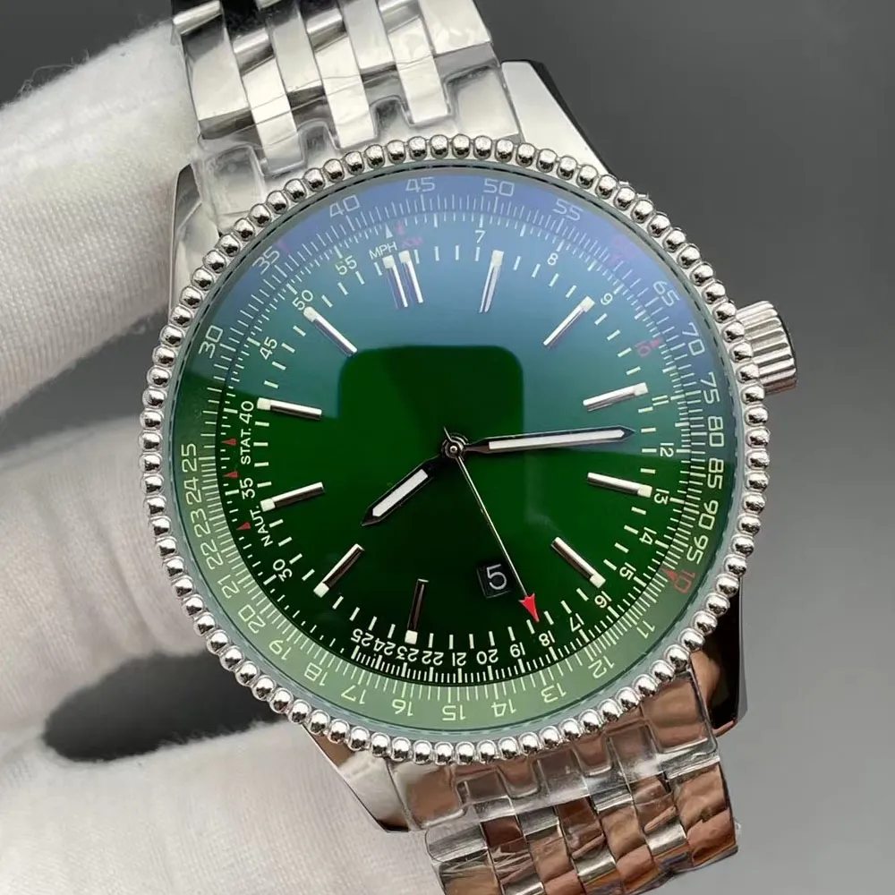 46MM Navitimer Green Automatic Mechanical Movement Sier Dial 50TH ...