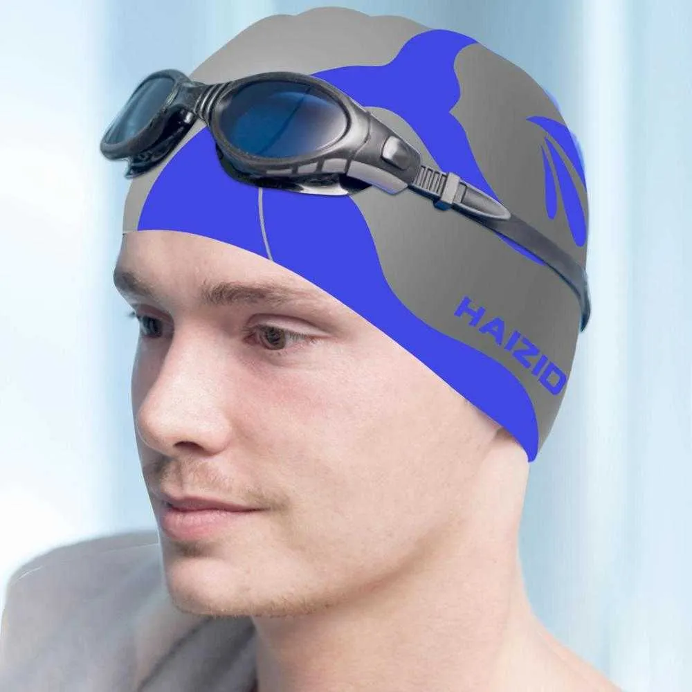Swim Caps For Long Hair, Universal Silicone Swimming Cap: Stretchy ...