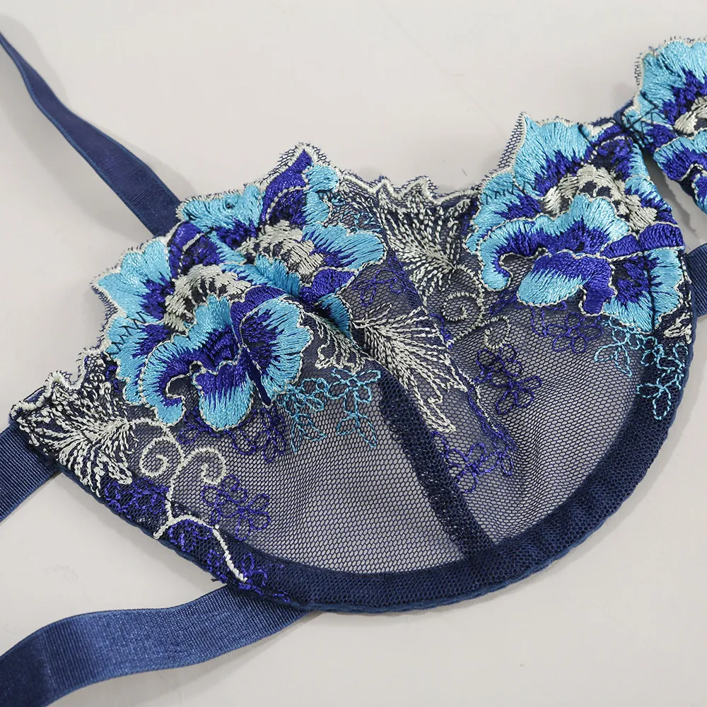 Womens Erotic Lingerie Set Push Up Bra & Embroidered Thong Corset With ...