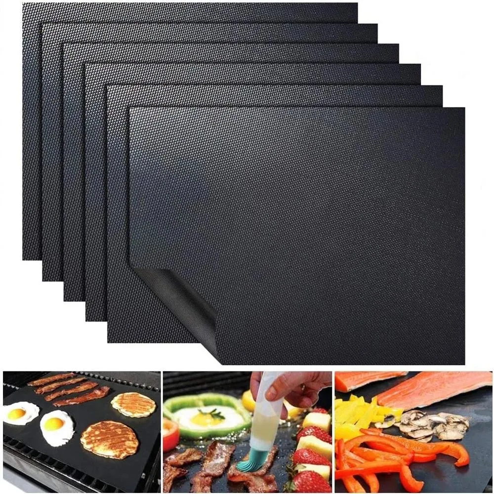 Barbecue Grill Pads, Non Stick Grilling Mat 40x33cm Reusable Cooking ...