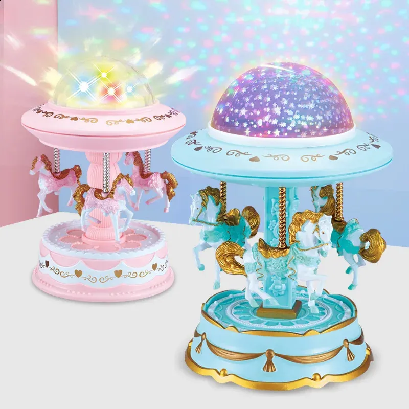 DHgate.com:Christmas Nordic Carousel Music Box Star Projection Light ...