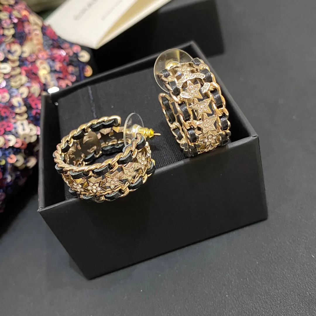 Luxury Round Stud Earring Design New Fashion With Star And Hollow ...