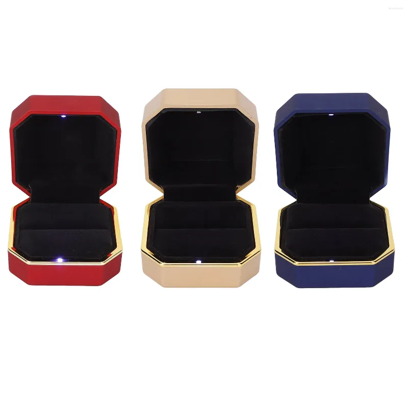 Engagement Ring Box, Light Up Ring Case, 3X2 Inch Luxurious Wedding ...