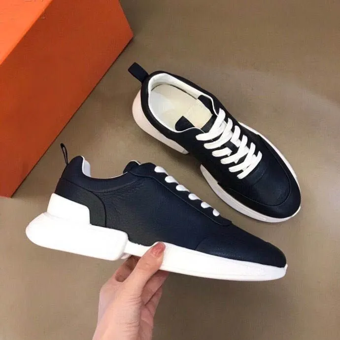 Men's Black Leather Sneakers: Bouncing Sole, Plain Design, Premium ...