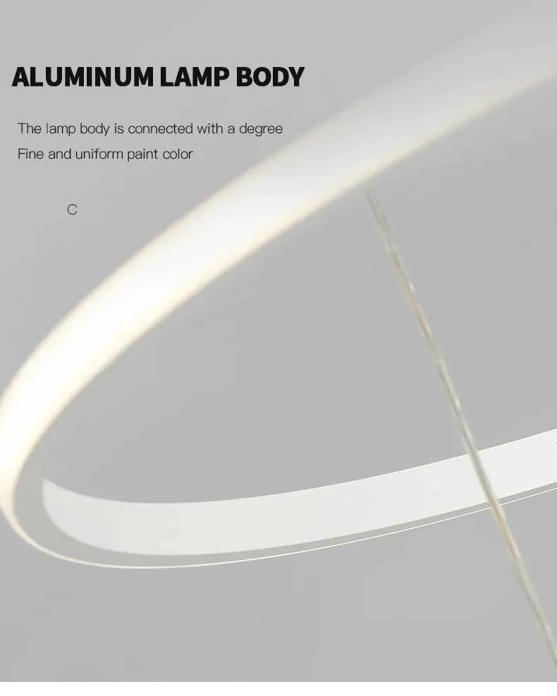 Modern LED Circle Ceiling Infinity Chandelier With Rings Black Loft ...