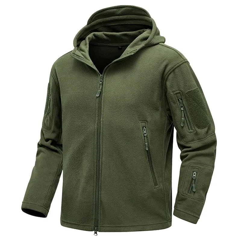 Men's Tactical Fleece Hoodie Jacket Windproof Warm Full Zip Coat For ...
