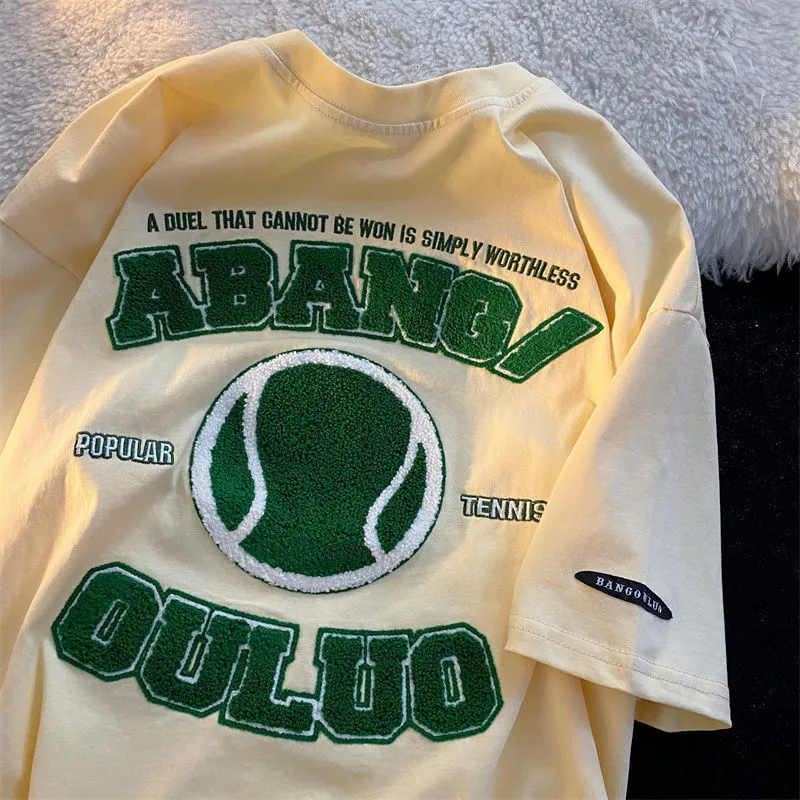 American Retro Letter Flocking Embroidered T Shirt Womens Oversized Y2K Trendy Casual All Match ...