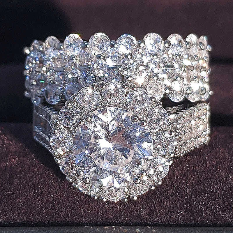 Luxury 925 Sterling Silver Oval Princess Cut Vintage Wedding Ring Sets ...