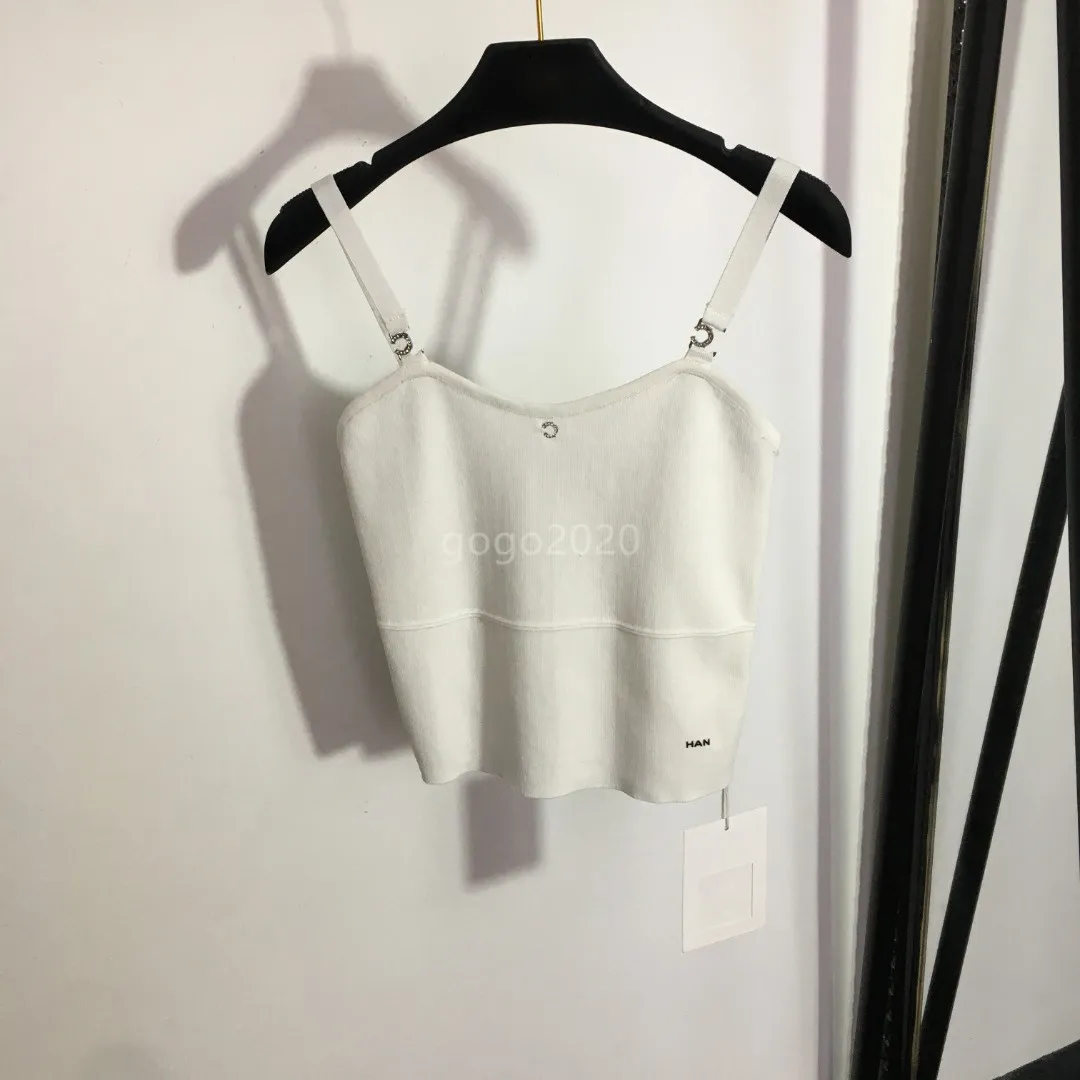 23SS Women Designer Camisole Tee Knits Designer T Shirts Designer Tops With Crystal Letter Sign Girls Crop Tops Runway Brand Stretch Sleeveless Pullover Tank From 38 02 DHgate