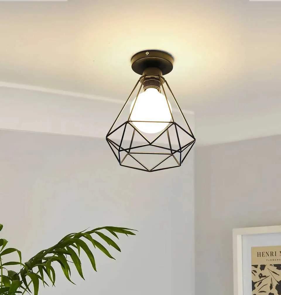Vintage Edison Loft Small Flush Mount Light Fixture For Home Decor And ...