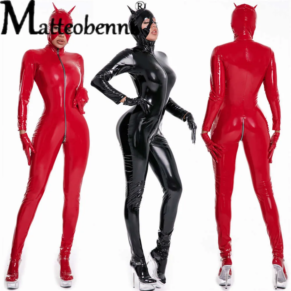 Combinaison Catsuit En Latex Pour Femmes Look Mouillé Sexy Avec