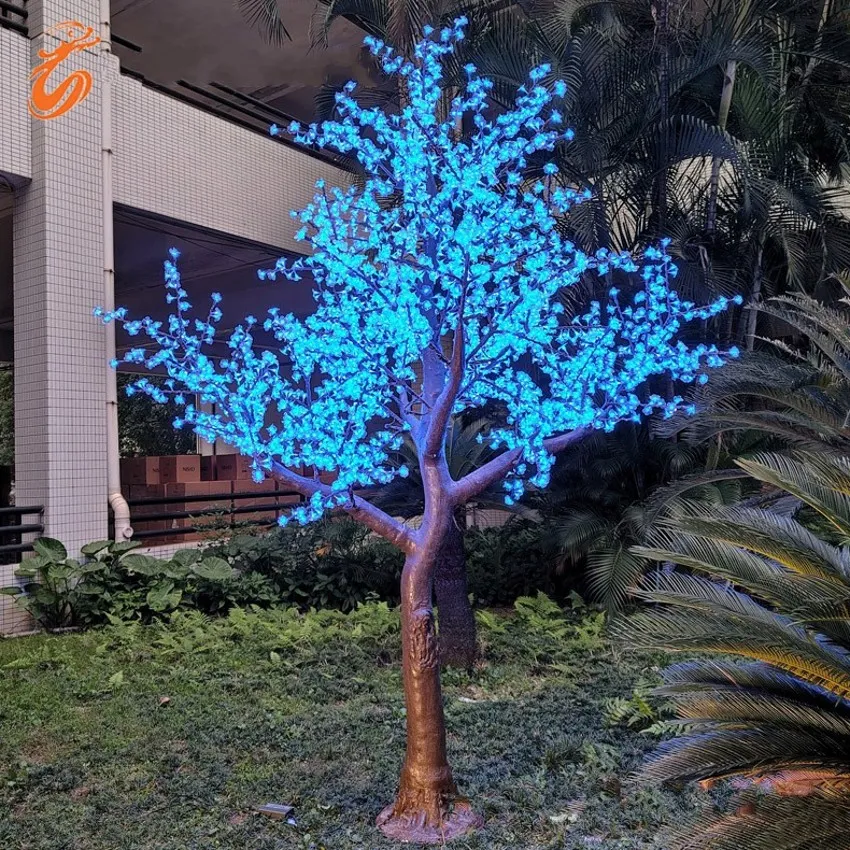 LED Artificial Cherry Blossom Tree Light Christmas Light LED Bulbs 3.5m ...