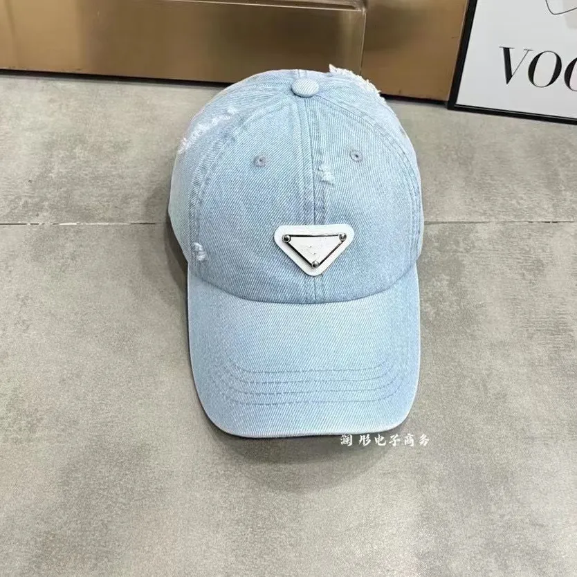Spring Summer Triangle Brand Denim Ball Caps Perforated Casual ...