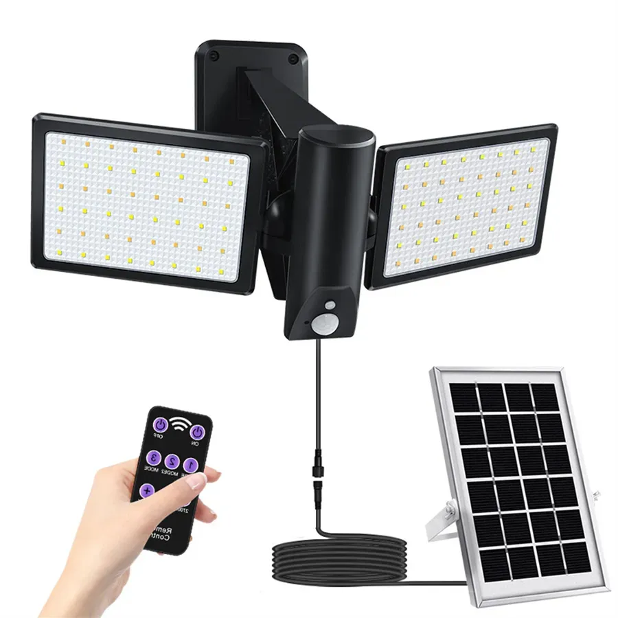 Remote Control Canterbury Solar Wall Light 96 LED Garden Lamp With ...