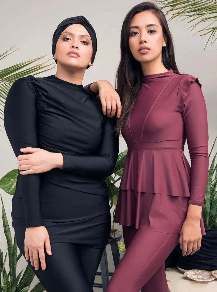 DHgate.com:Modest Plus Size Ruffle Burkini - 3-Piece Black Swimsuit ...