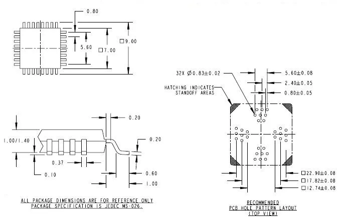 Toma De Prueba De IC: QFP32, Tono De 0.8 Mm, Paquete De 7x7 Mm ...