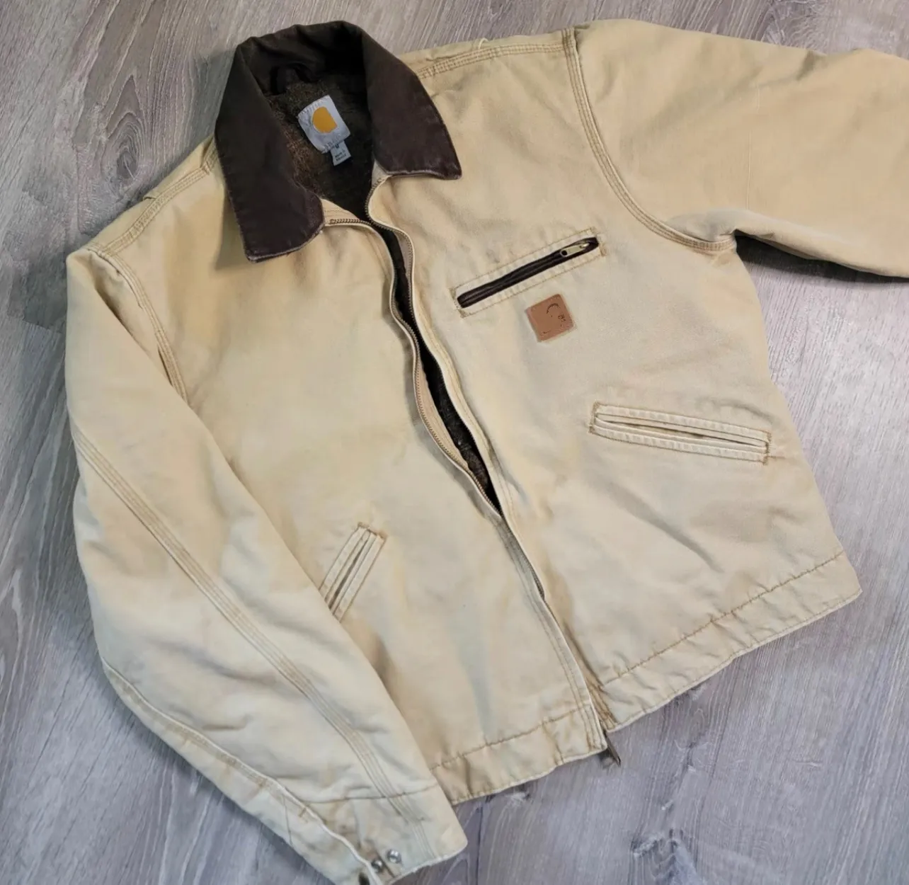 Vintage Washed Canvas Designer Mens Carhart Jacket With Lapel And ...