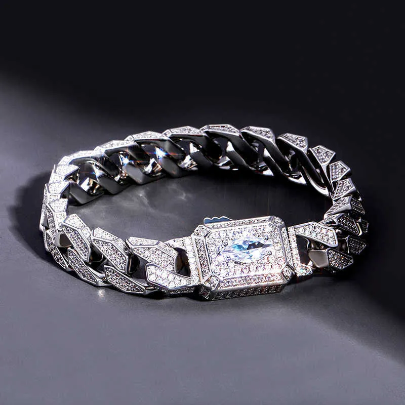 Miami Cuban Link Gold Chains Style Bracelet, Iced Out Cubic Zirconia ...