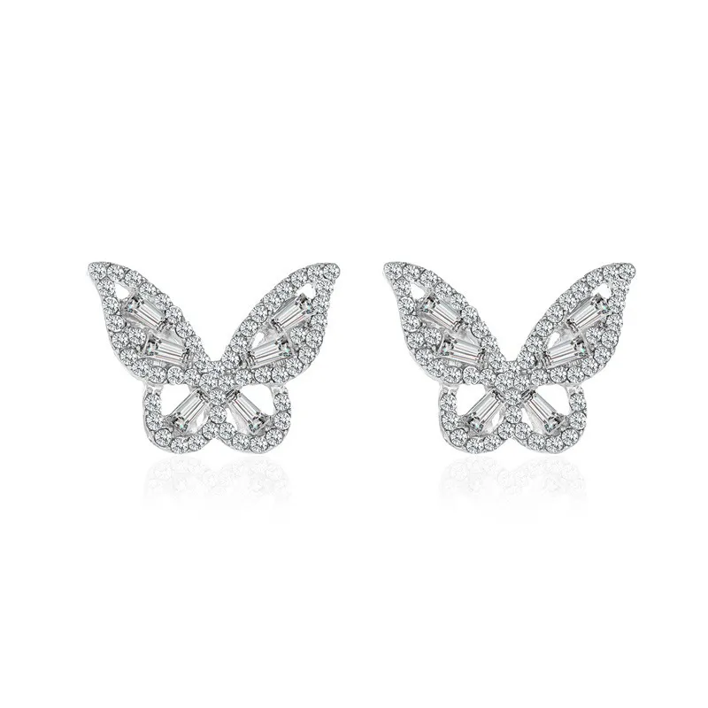 Dainty 14K Yellow White Gold Plated Albertsons Silver Celestial Stud Earrings With Cubic ...