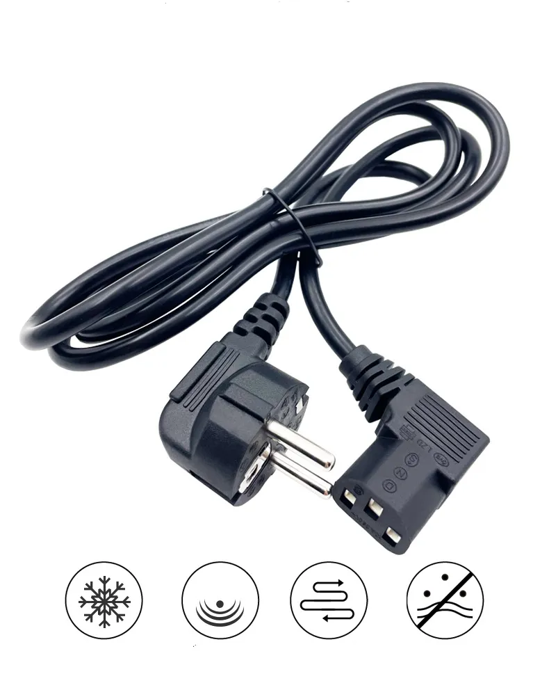 5M 3 Pin EU AU Plug 90 Degree Angle AC Computer Power Cord Adapter ...