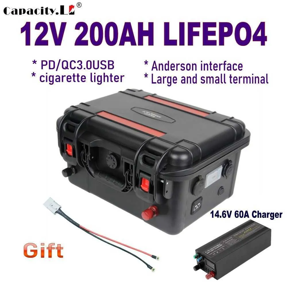 12V Rechargeable Lithium Ion Battery 200Ah LiFePO4 Battery Pack With PD ...