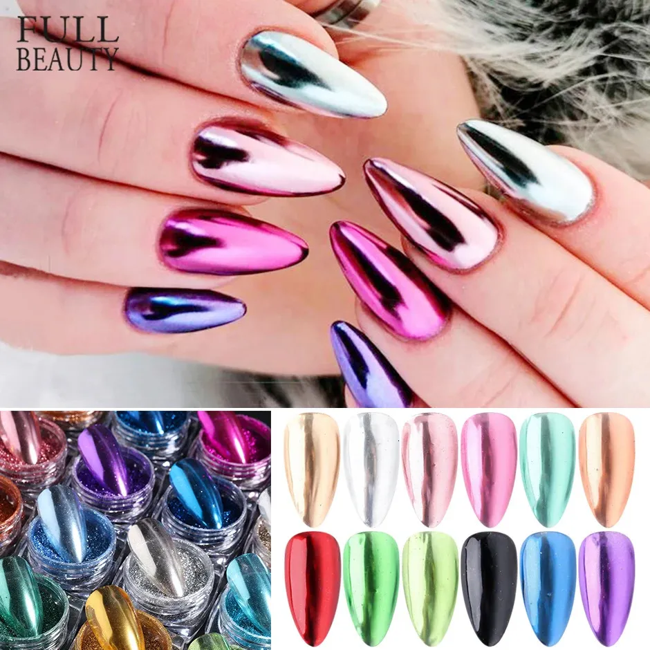 Nail Art Set: Acrylic Powders, Liquids, Glitter, Magic Mirror Chrome ...