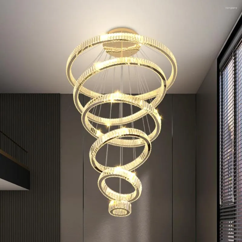 Luxury Crystal Spiral Pendant Light For Duplex Building, Living Room ...