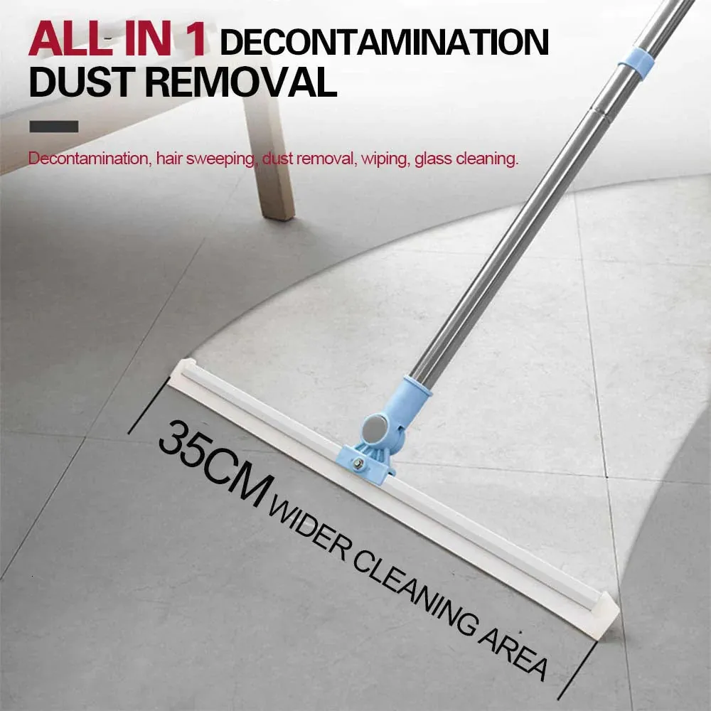 Rubber Broom Squeegee For Efficient Water Removal Multi Surface Sweeper With Long Handle For ...