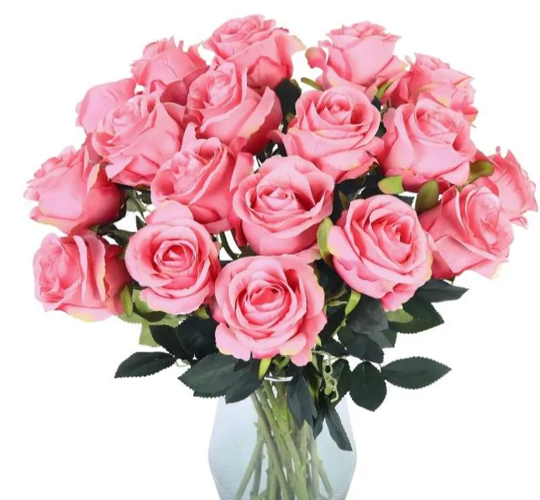 Artificial Silk Flower Romantic Rose DIY Red White Blue Fake Flowers ...