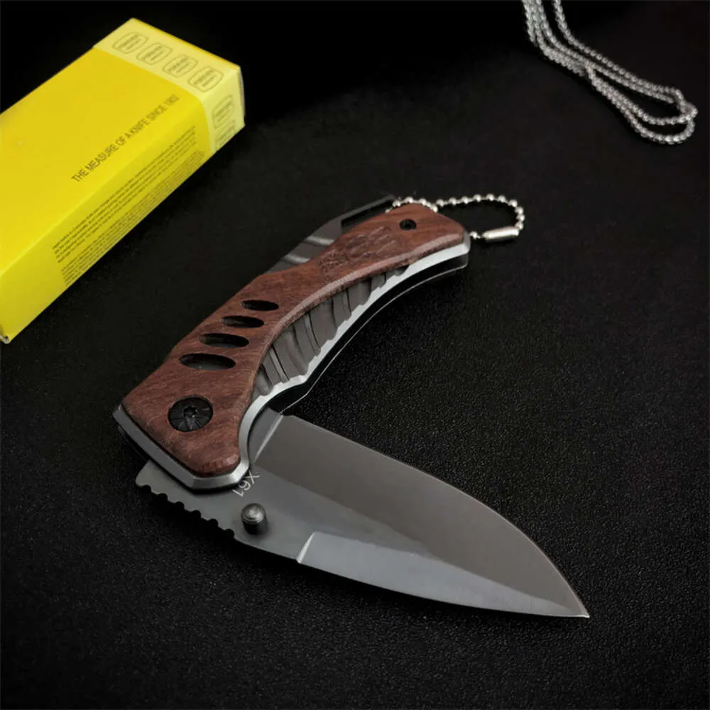 Keychain Knife Folding Pocket Tool With Stainless Steel Blade And Wood ...