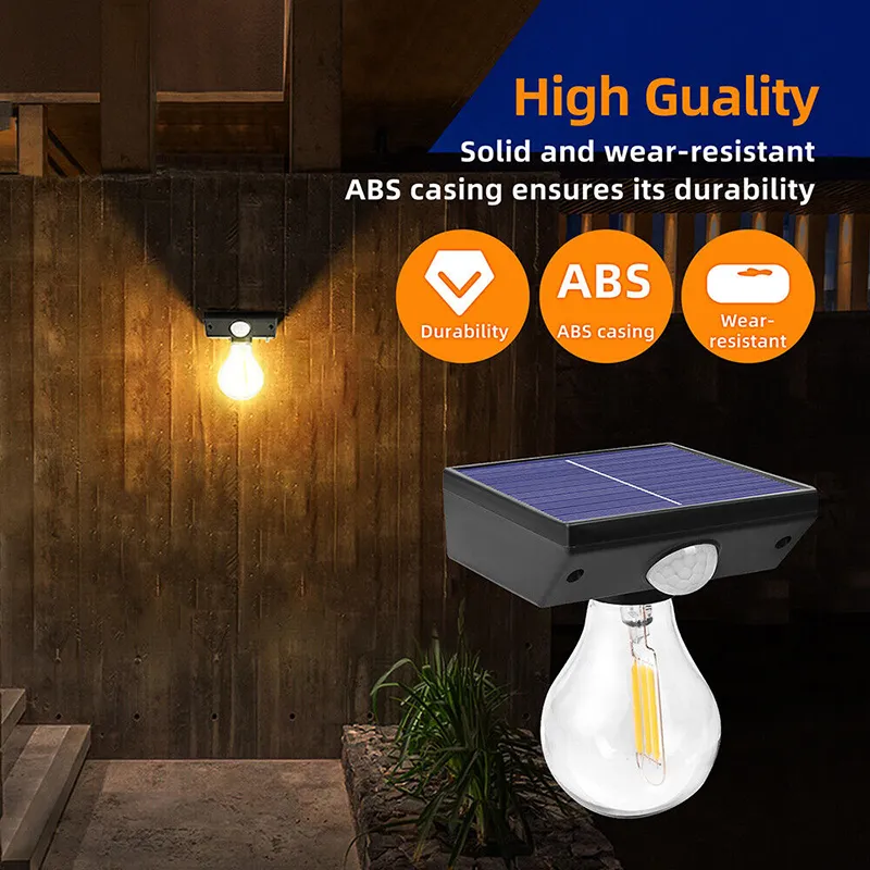 Retro Solar Wall Lamp with Motion Sensor - Outdoor Waterproof Garden ...