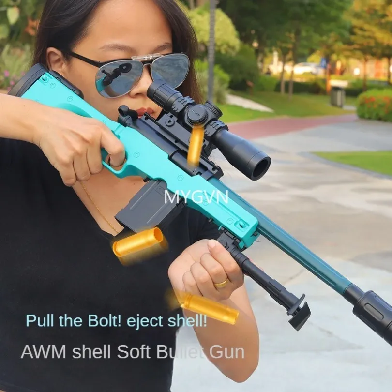 Soft Bullet M416 AWM 98K Toy Gun With Shells Manual Blaster Launcher For Boys Outdoor Shooting ...