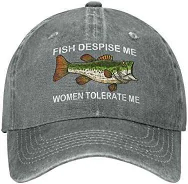 Funny Fishing Baseball Cap - 'Fish Despise Me' Hat, Novelty Dad Hat ...