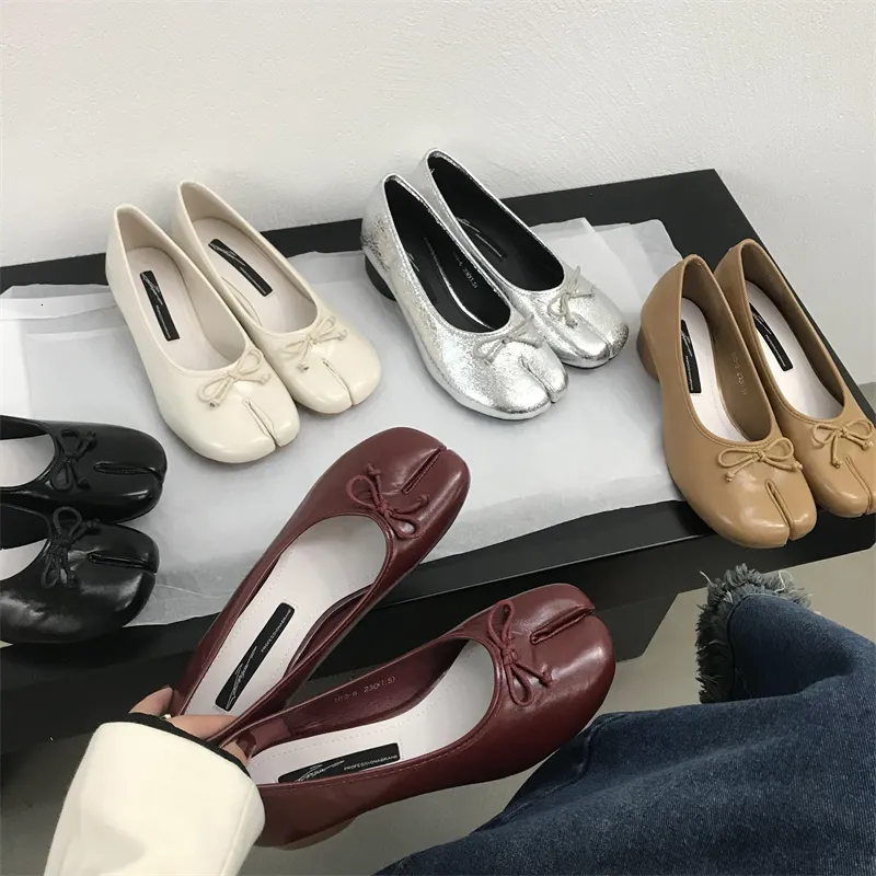 Dress Shoes Bailamos Tabi Ninja Woman Microfiber Comfy Flats Split Toe Soft Bottom Moccasins ...