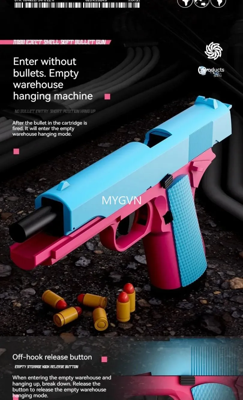 M1911 Colt Gun Soft Bullet Shell Ejecting Toy Gun Continuous Shooting ...