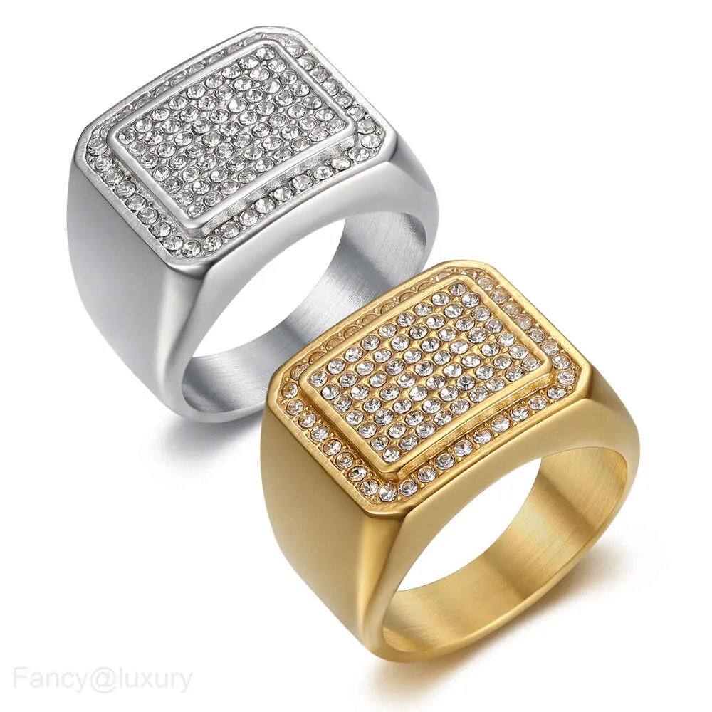 DHgate.com:Titanium Steel Electroplated Diamond Square Ring, Hip-Hop ...