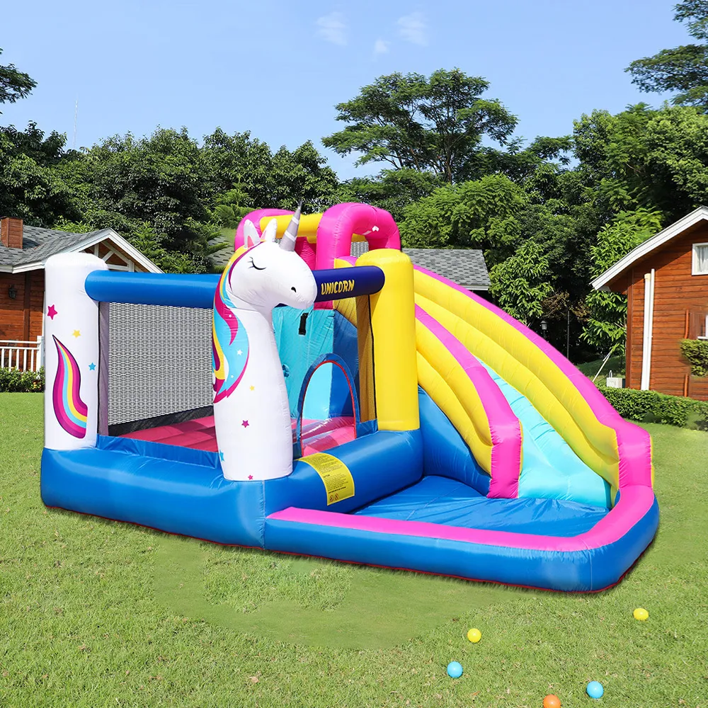 Outdoor Play Slide Park: Inflatable Moonwalk Water Slide Pool Bounce ...