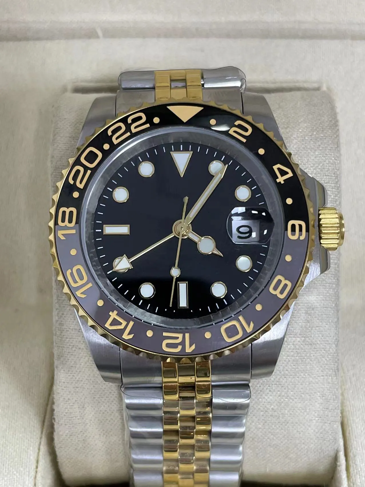 Mens ST9 Automatic Mechanical Ceramic Watch 40mm Full Stainless Steel ...